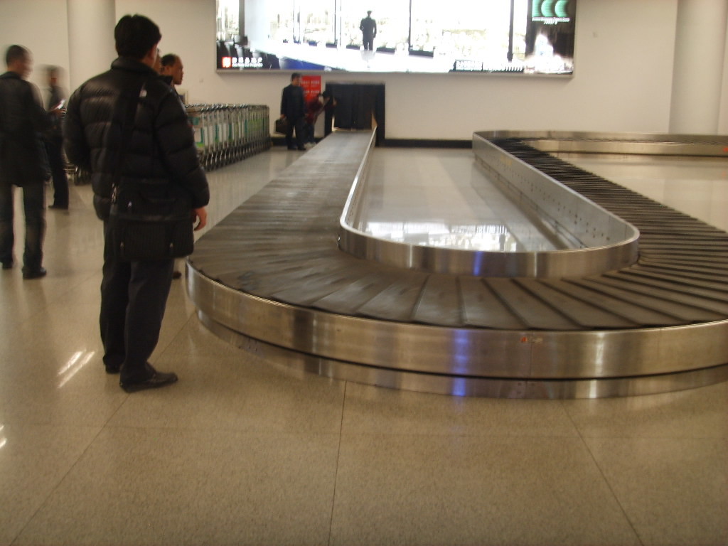 Baggage reclaim carousel. flat carousel. flat plate carousel. plane ...